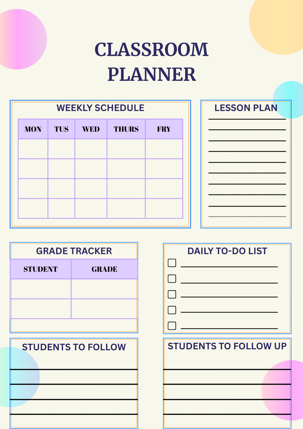 Editable Teacher Planner – Classroom Organizer (Canva Template)