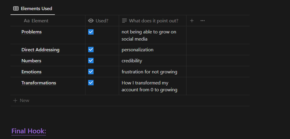 Notion Hook Template for Social Media