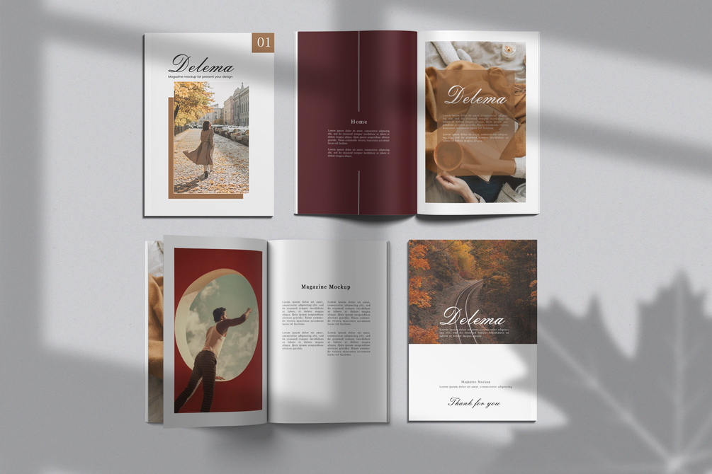 Realistic A4 Magazine Shadow Mockup