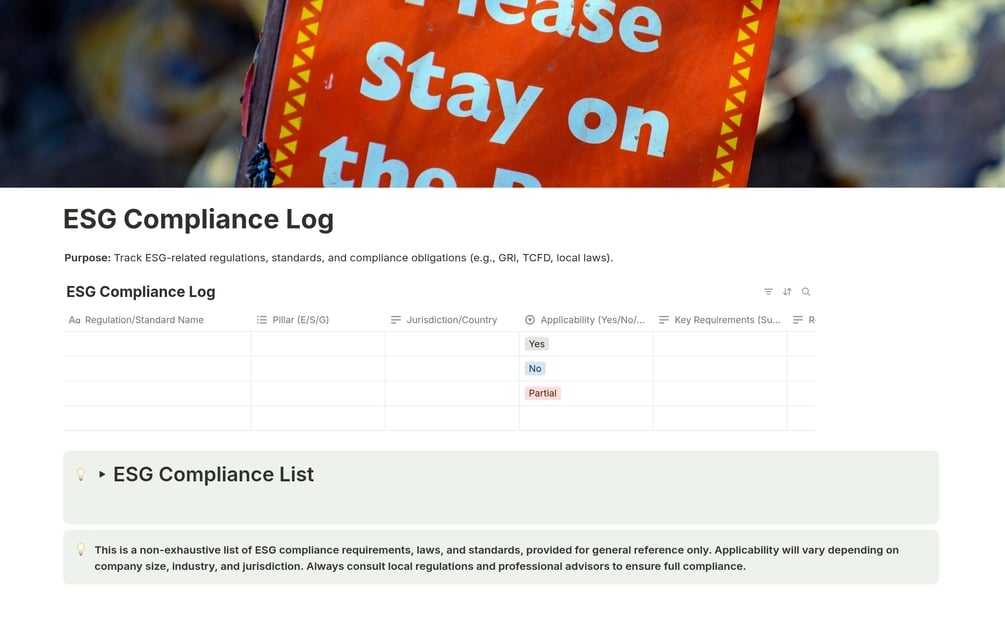 ESG Management System & Compliance Toolkit
