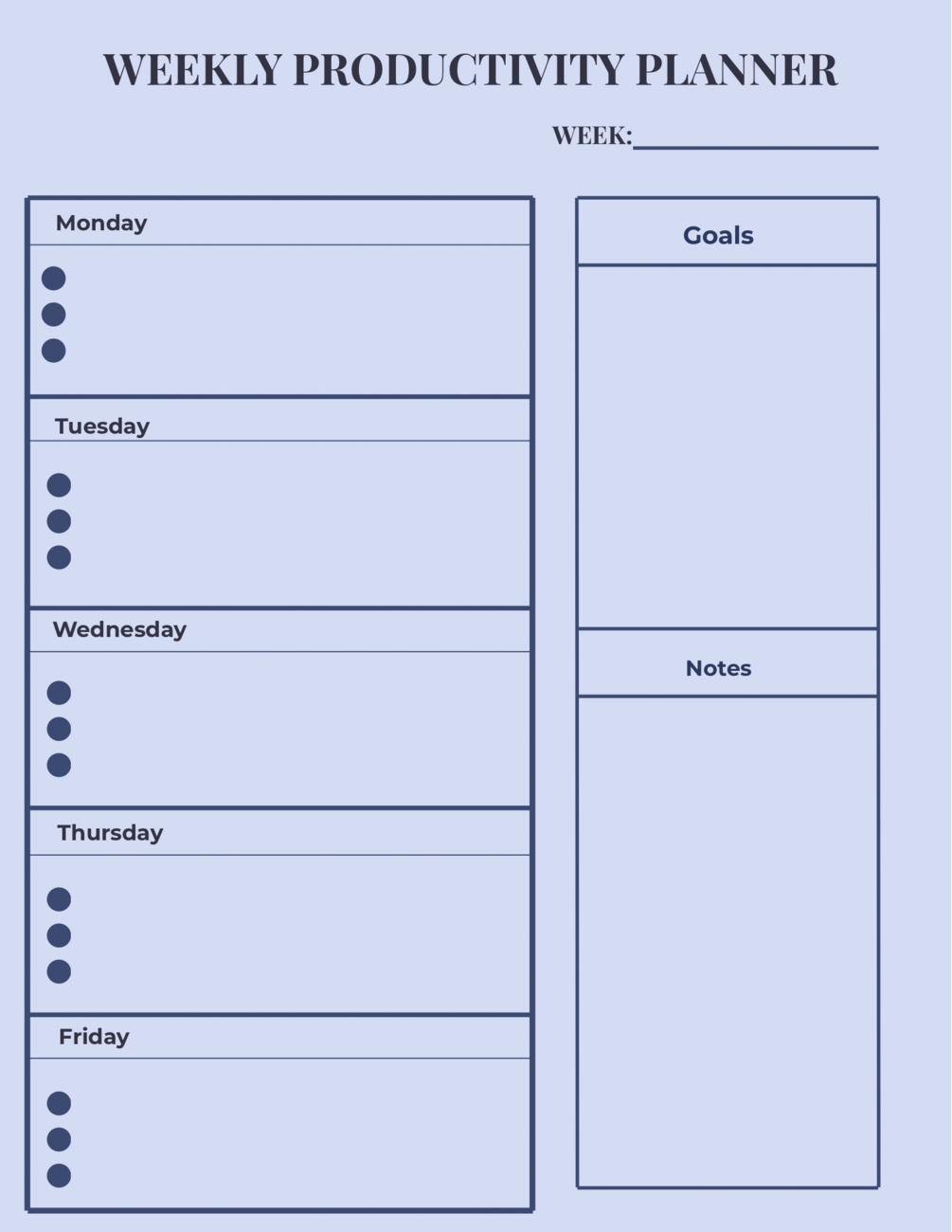 Weekly Productivity Planner