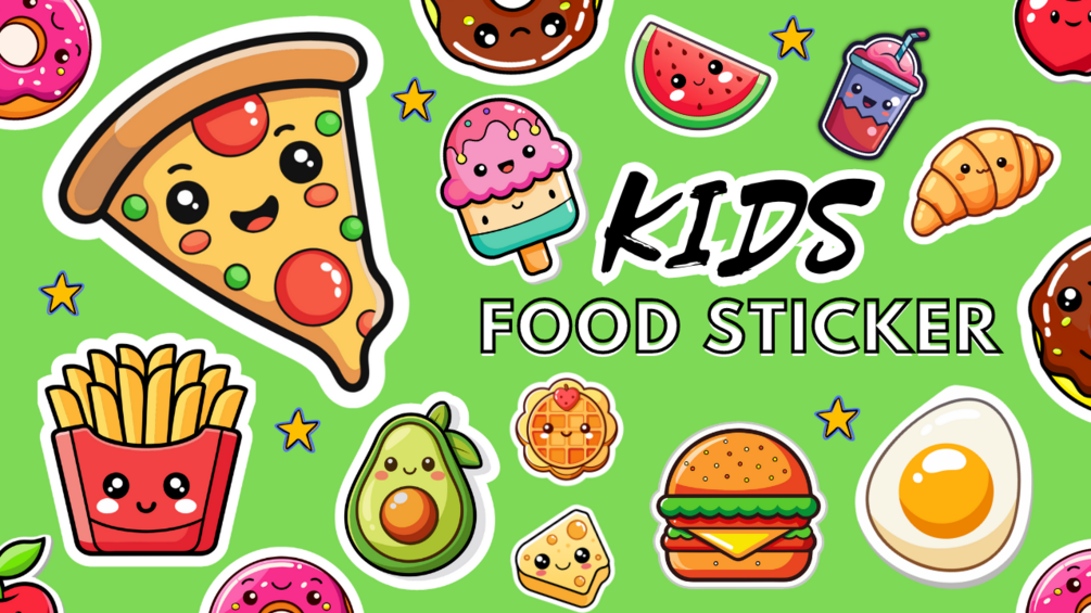 60+ Cute and Kawaii Food Sticker Pack for Kids