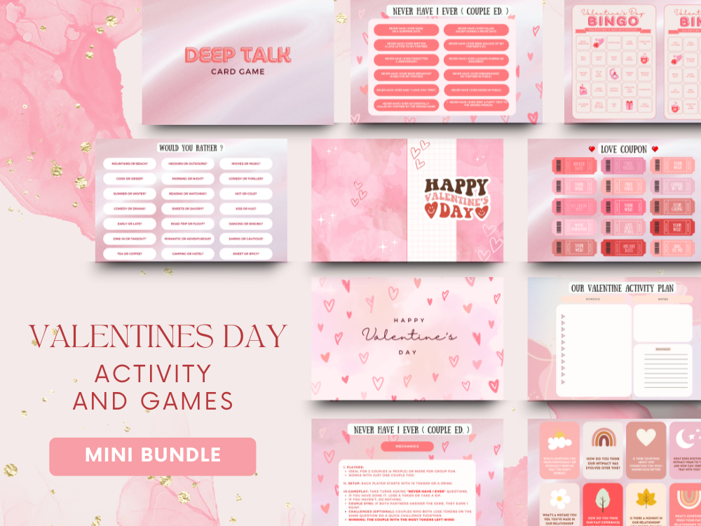 Valentine’s Day Activity & Games Mini Bundle I EDITABLE FREE CANVA