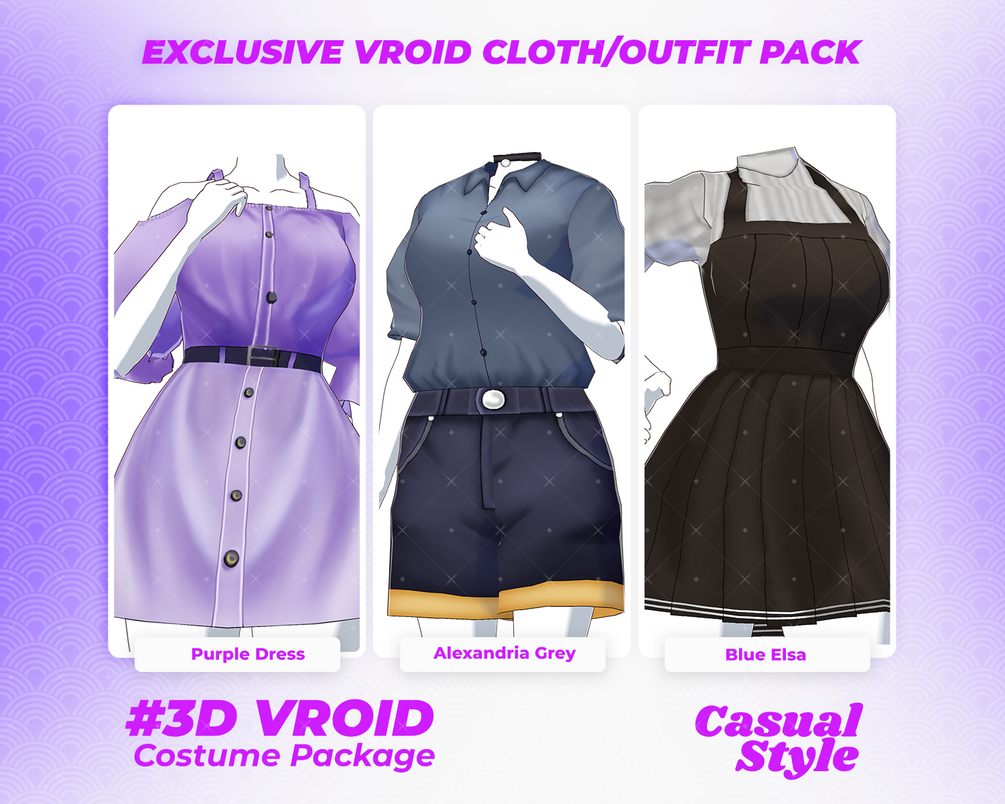 VRoid Casual Wear Pack | Stylish 3D Clothes for VTuber & VRM Models ...