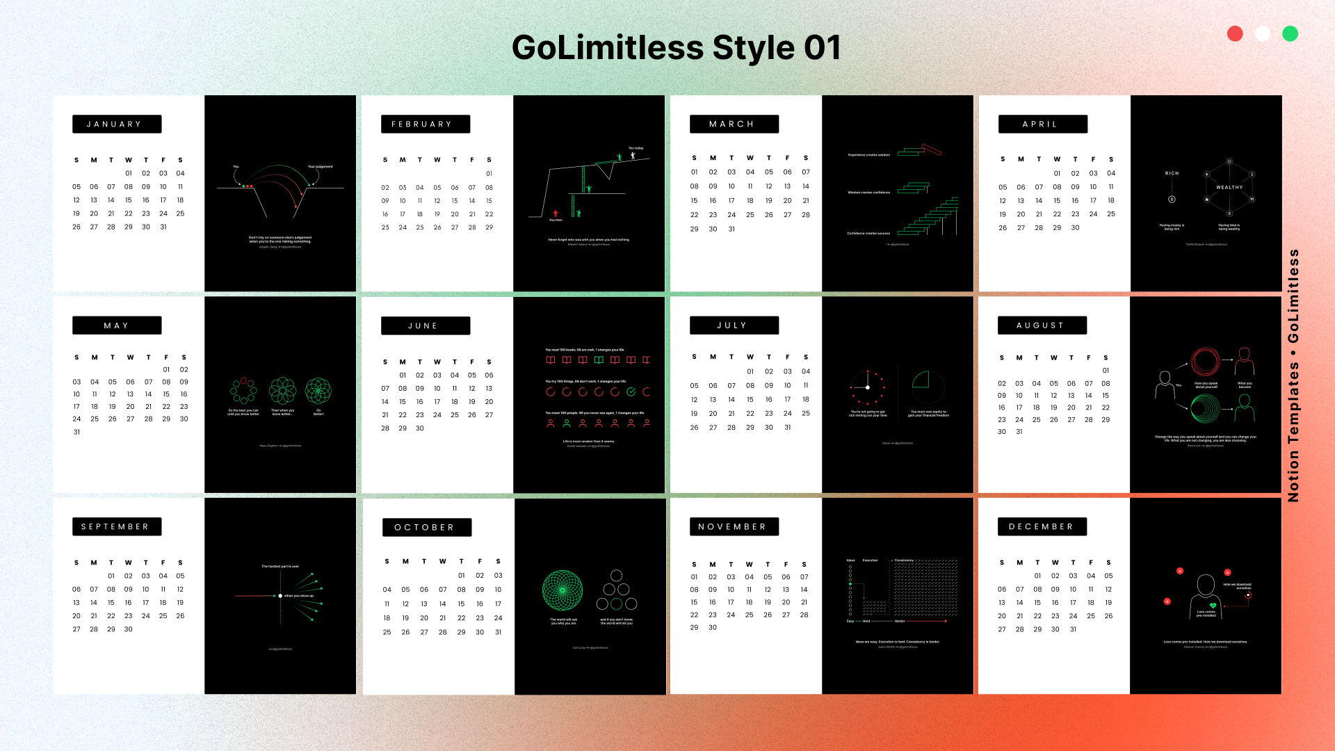 ⭐️ Free 2025 Calendar crafted with GoLimitless visuals - Go Limitless