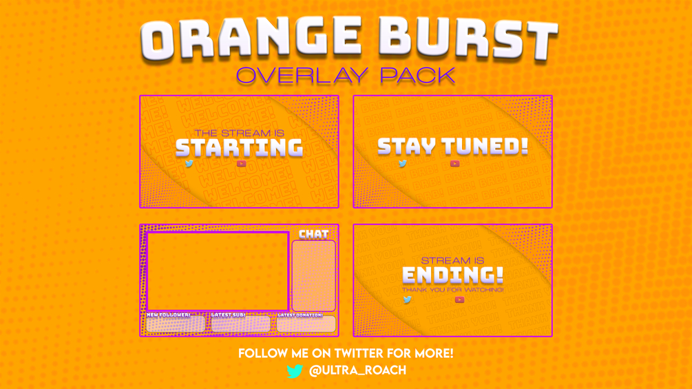 Orange Burst Stream Overlay Pack