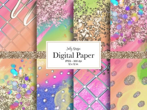 Beautiful Rainbow Digital Paper Bundle More than 156 Graphics