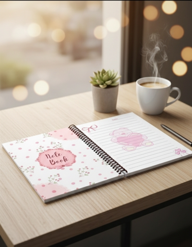 Pink teddy Bear cute notebook