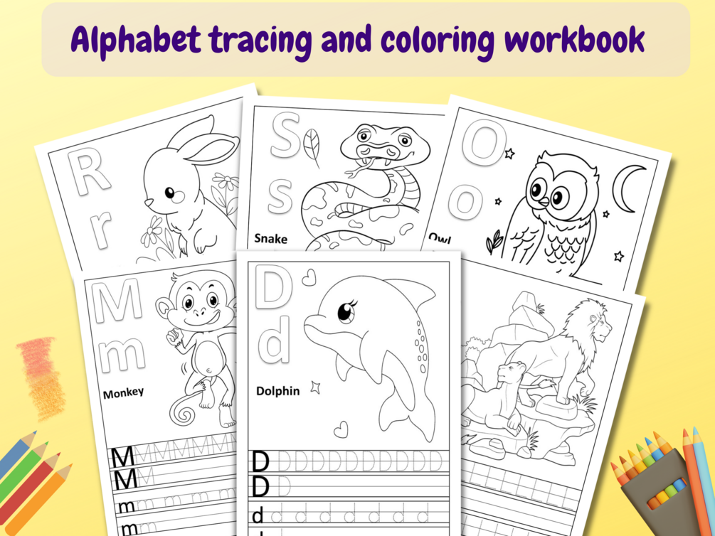 Alphabet Animal Adventures: Coloring and Tracing (English)