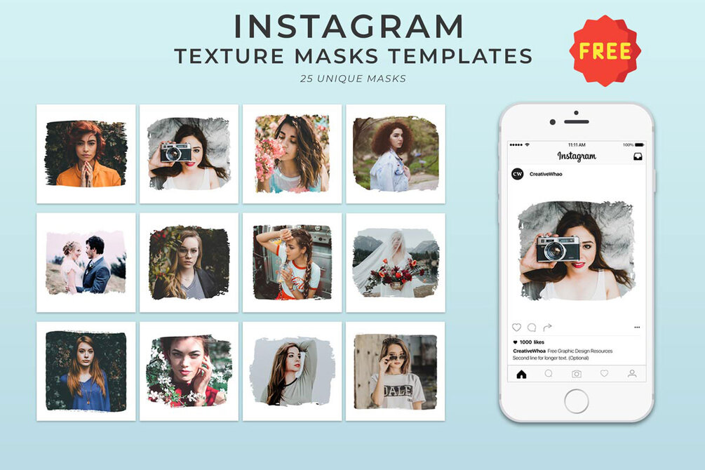 25 Textured Instagram Mask PSD Templates