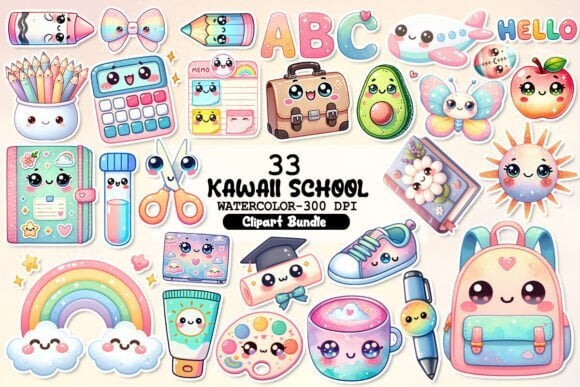 Kawaii School Sublimation Stickers