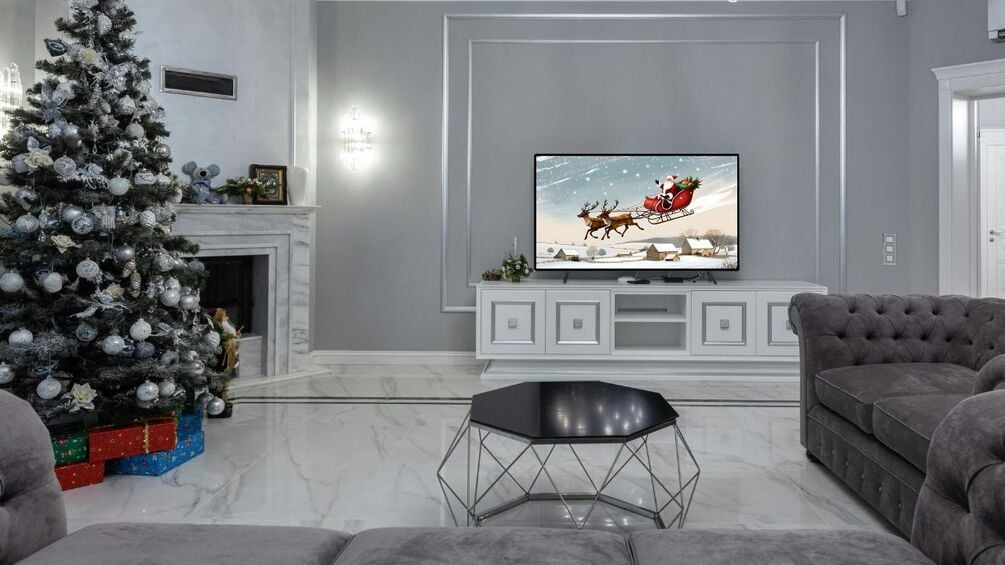Frame TV Art, Vintage Santa & Reindeer, Winter, Holiday, Christmas
