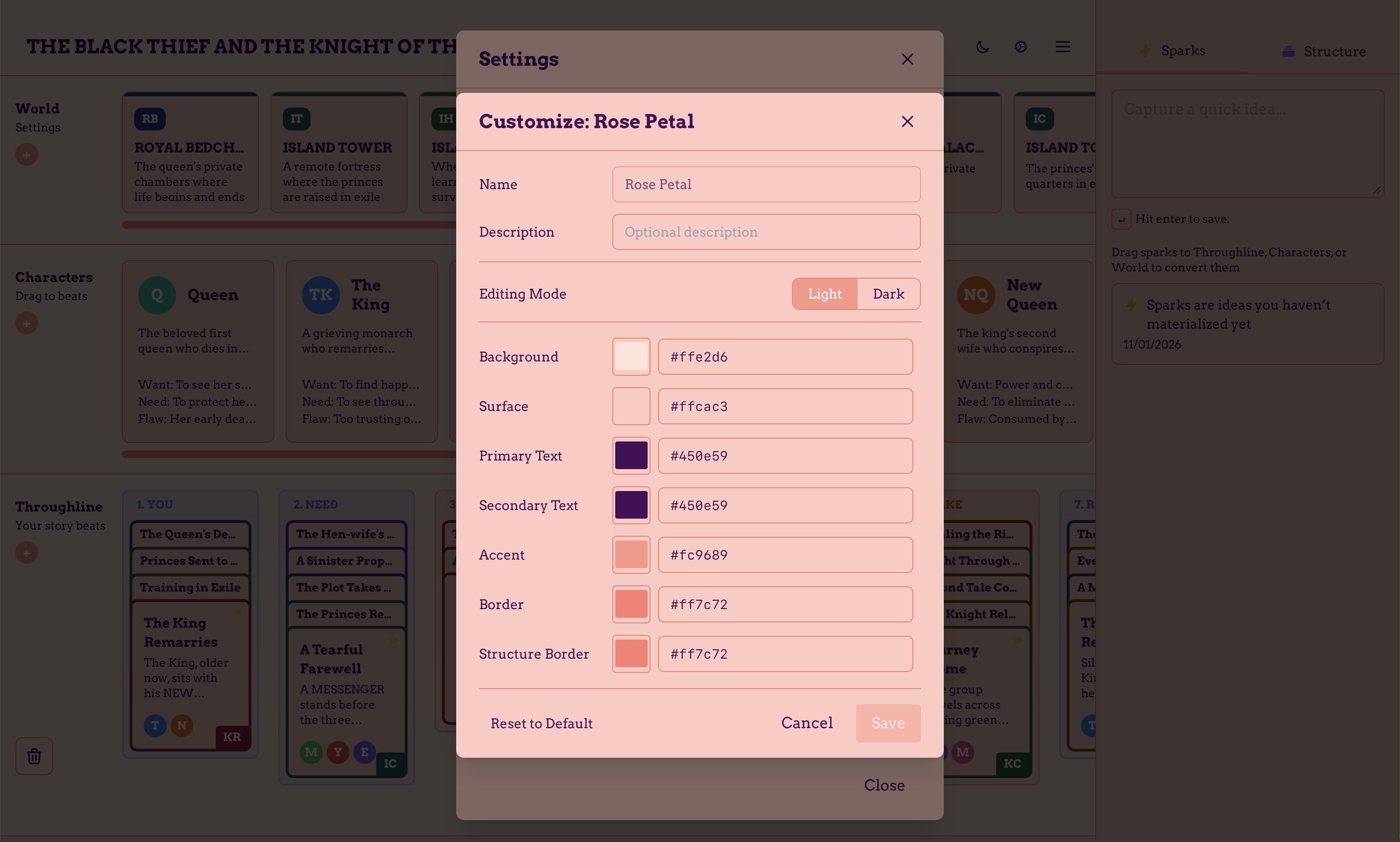 Throughline – Card-Based Writing App