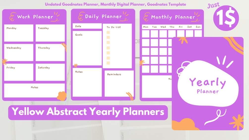 Yellow Abstract Yearly Planners