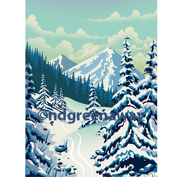 Mountains Ski landscape Travel poster