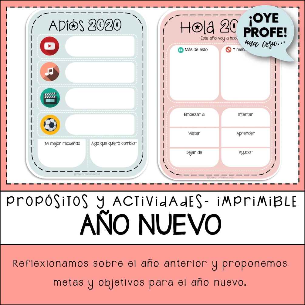 Año nuevo: propósitos y actividades (imprimible)