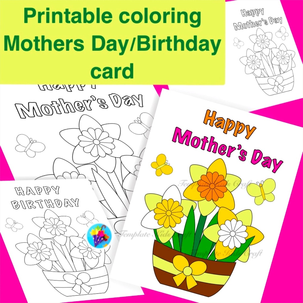 Mother’s Day Crafts Coloring Card Craft for Kids Mothers Day Happy ...