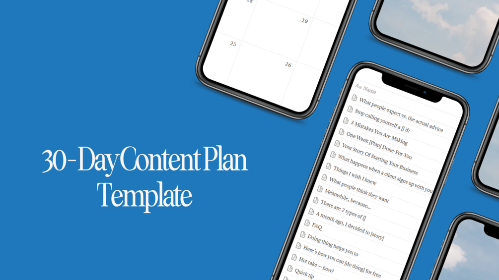 30-Day Content Plan Template (FREE)
