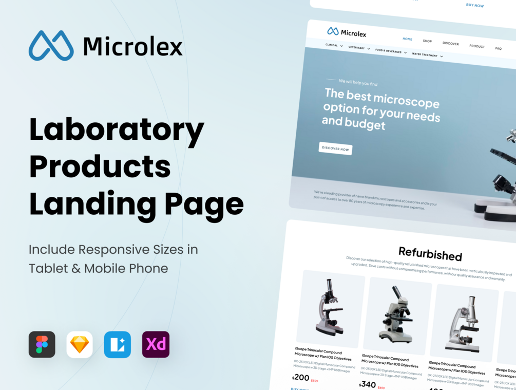 Microlex - Laboratory Products Landing Page UI Kit