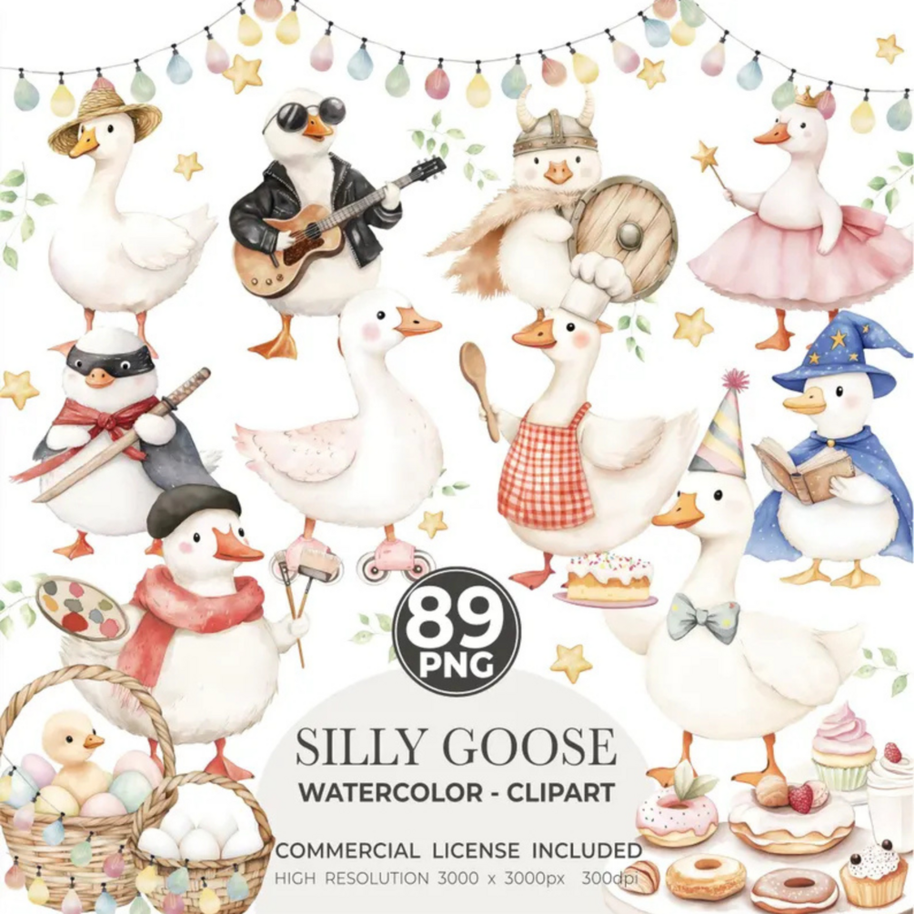 Silly Goose Clipart Vintage Spring Cottagecore