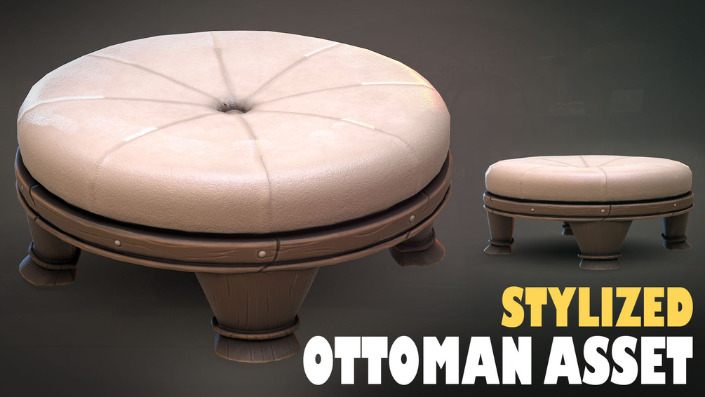 Stylized Ottoman 3D Asset