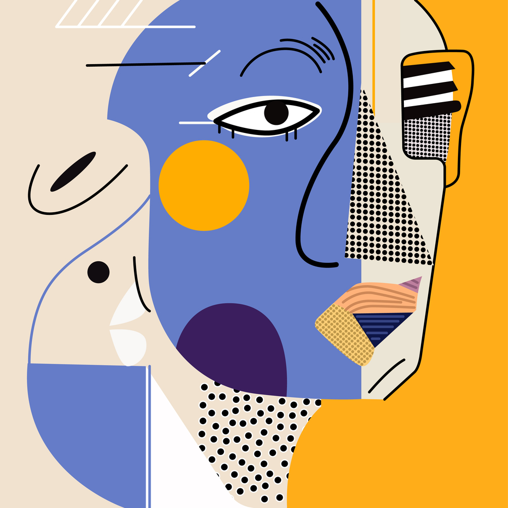 Flat design portrait with abstract shapes 10