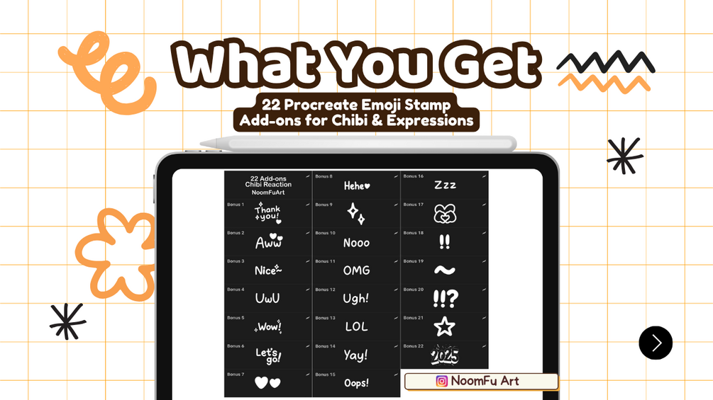 FREE! 22 Procreate Emoji Stamp Set – Emoji Add-ons for Chibi & Expressions