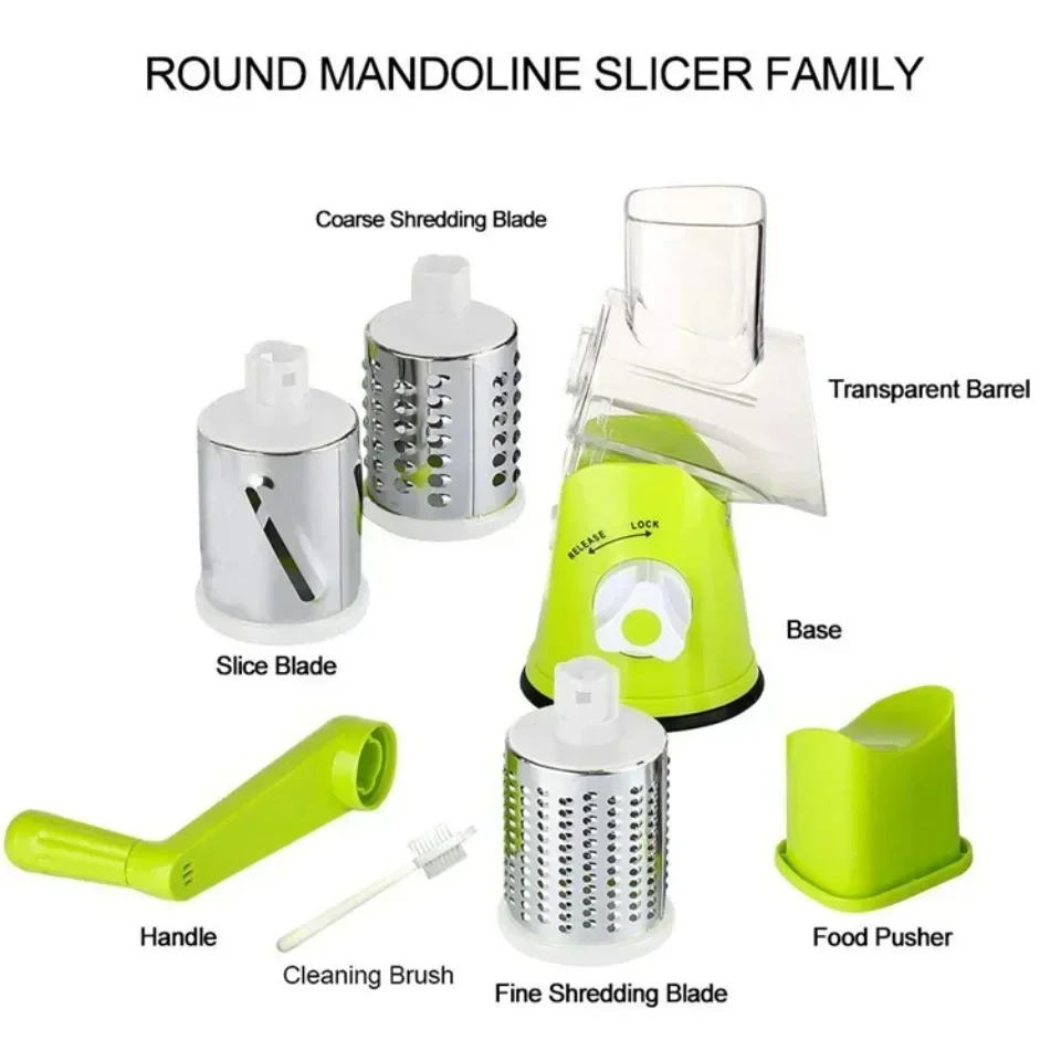 Manual Vegetable Cutter & Cheese Slicer with 3 Multifunctional Rollers