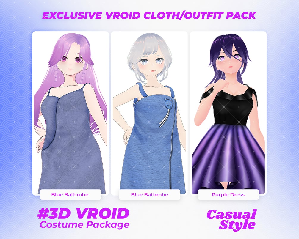 VRoid Clothing Pack, Clothes, Casual Elegance, VRoid Outfits, Digital ...