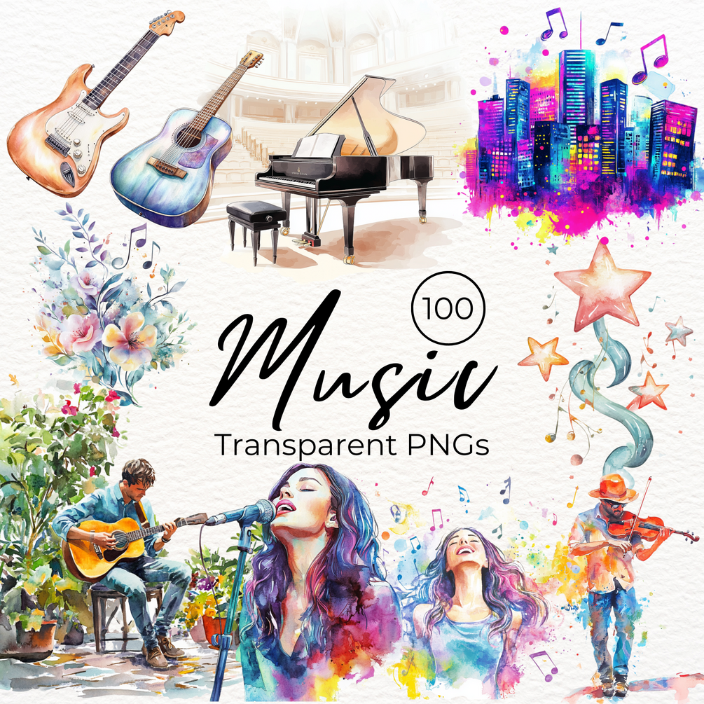 Music - 100 Cliparts Bundle - 300DPI - Commercial Use - Music ...