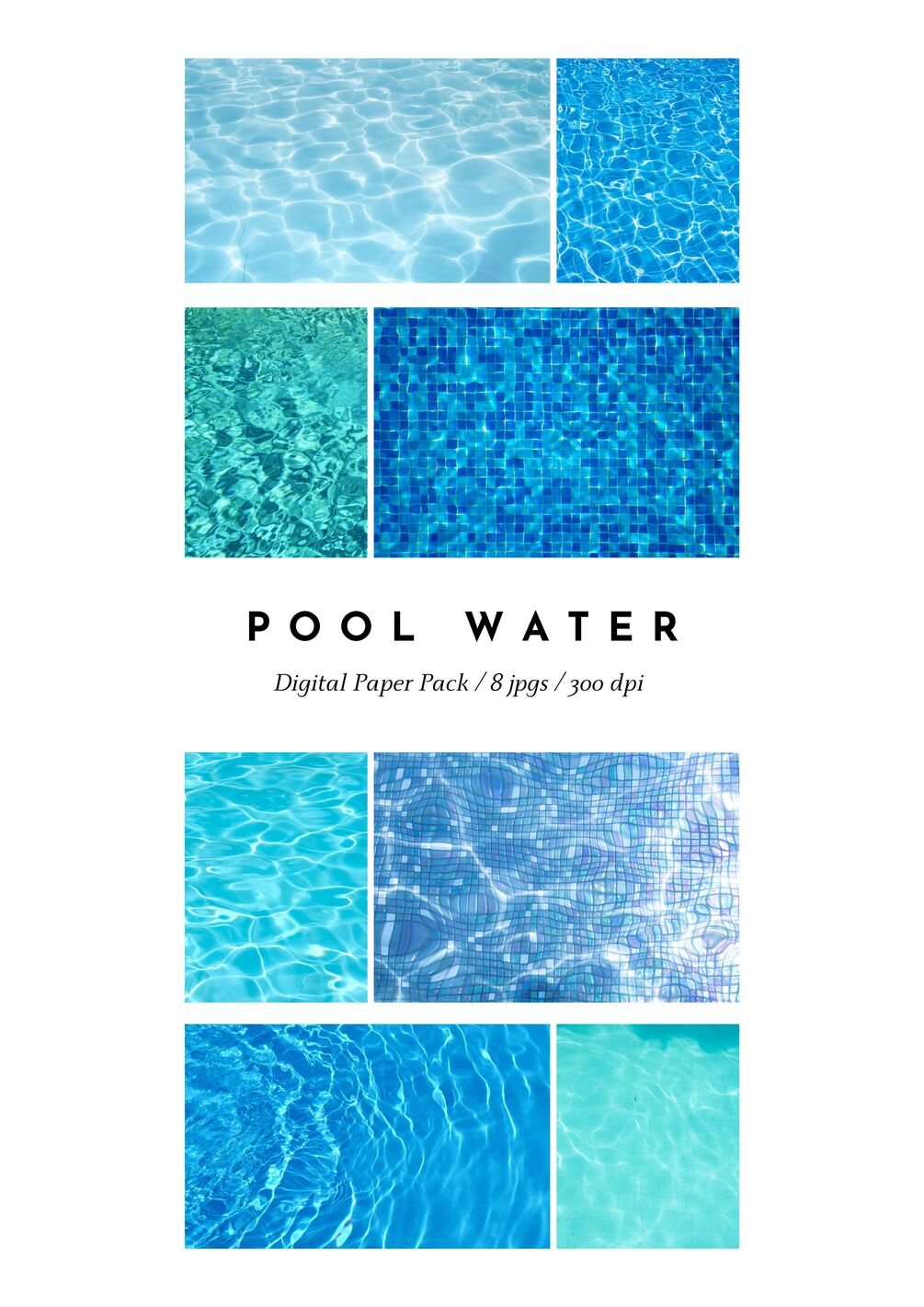 Pool Water / Pool Wasser / 8 verschiedene Bilder / Digitales Papier ...