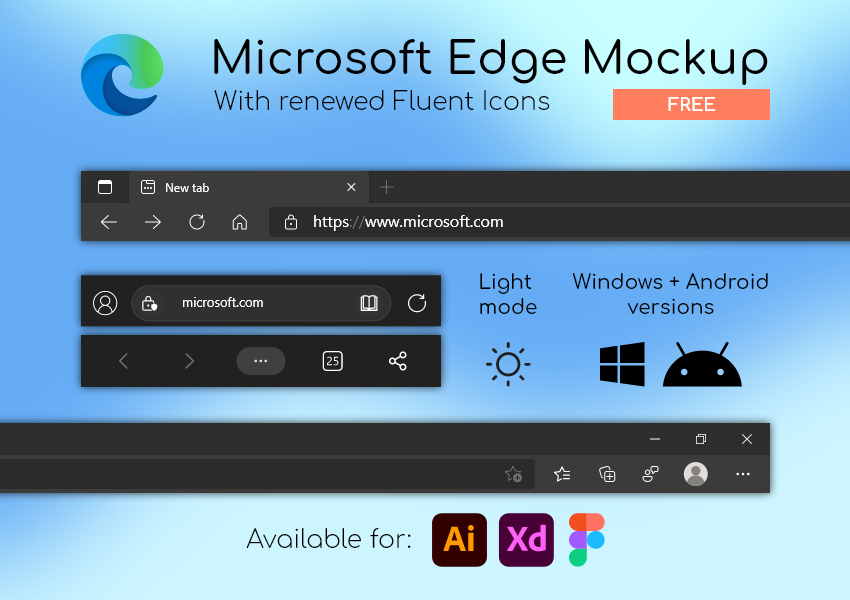 Microsoft Edge Mockup (Dark Mode)