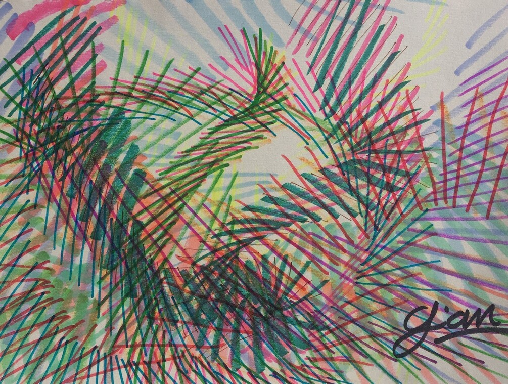 Each Piece of Art-Continuity-Alcohol Markers Art on Cardboard 20x28 cm