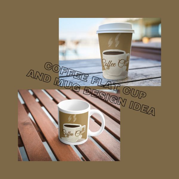 Coffee Flat Cup and Mug Label Design Digital Template