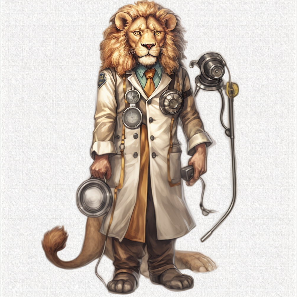Lion costume doctor PNG art best graphic design