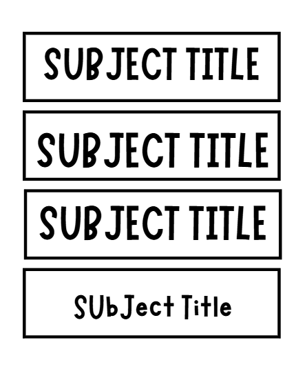 SUBJECT NOTEBOOK TITLES