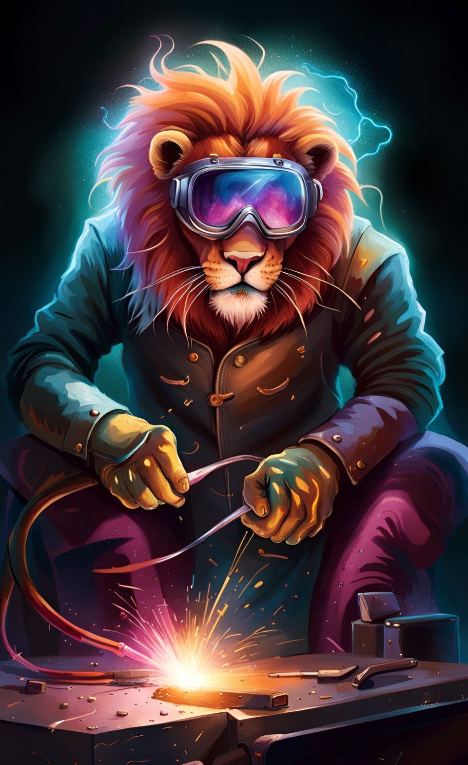 🦁 Welding Lion Cellphone Wallpaper #6 🛠️