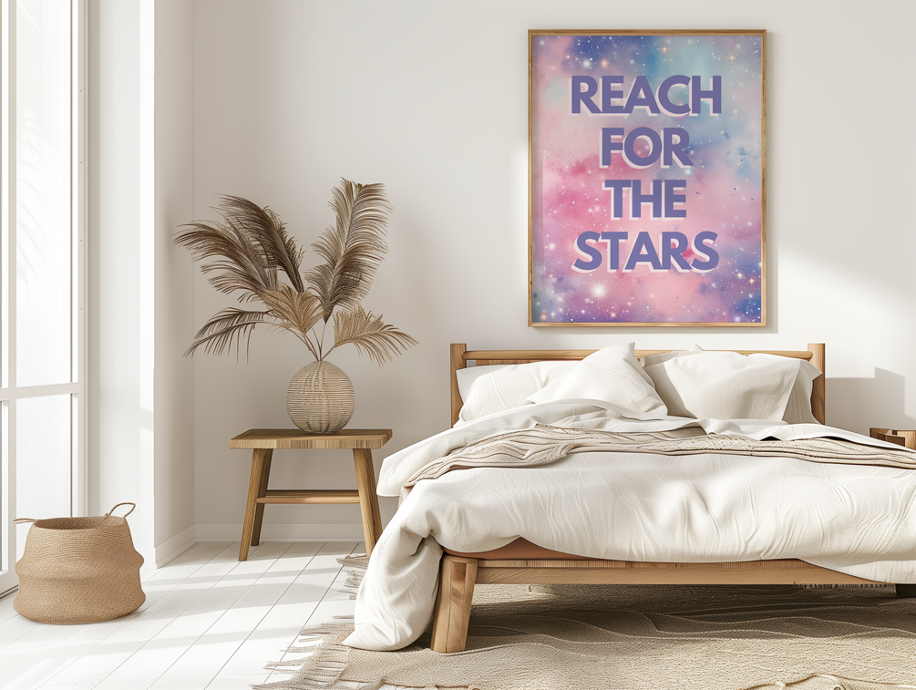 Reach for the Stars Wall Art Print – Pastel Galaxy Space Poster ...