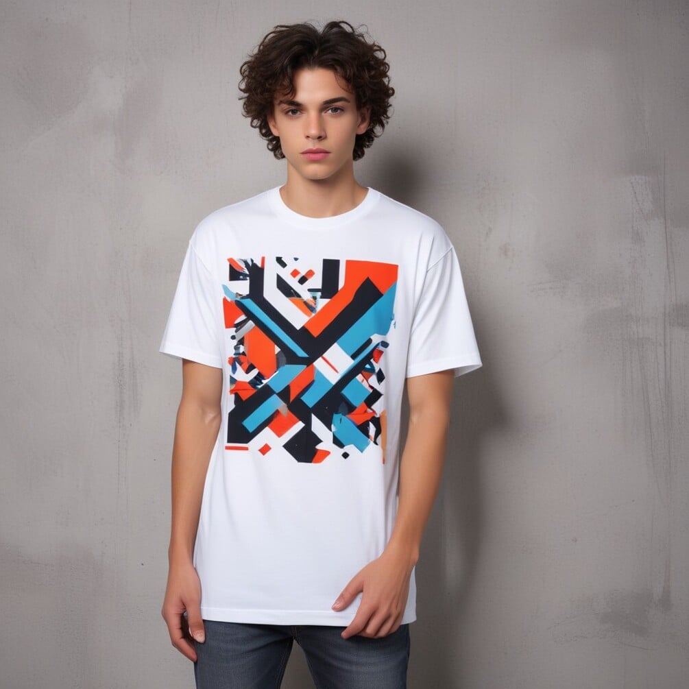 Geometric Splash Digital Print Tee