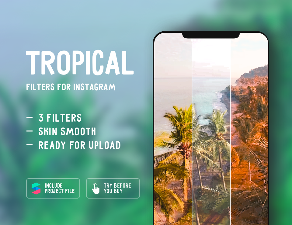 3 Filters «TROPICAL» for Instagram (Spark AR)