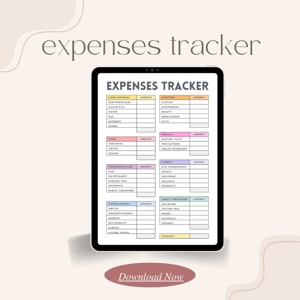 Cute Colourful Expenses Tracker