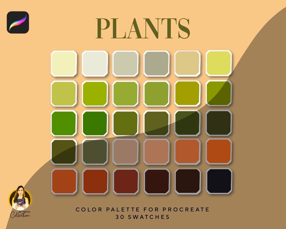Plants Procreate Color Palette | 30 Swatch | Nature Tones | Florest ...