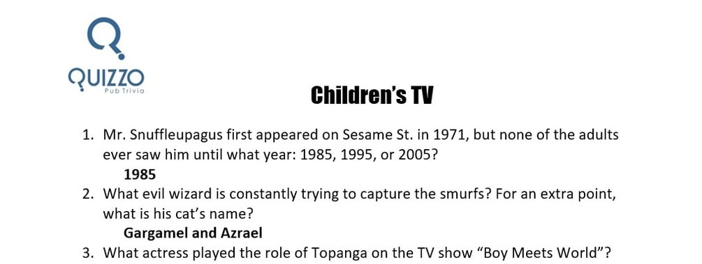 General Knowledge: Children’s TV