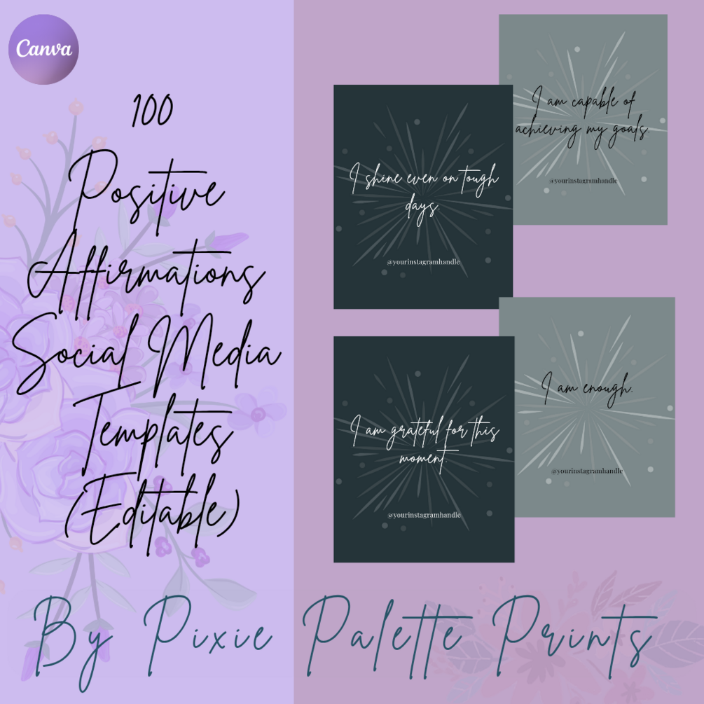100 Positive Affirmations Social Media Quotes – Editable Canva ...