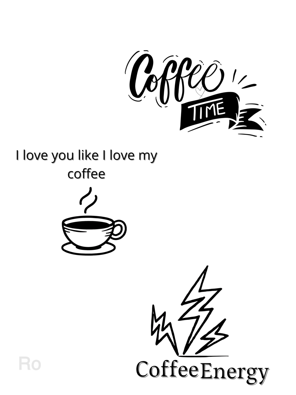 Coffee Stickers Bundle – Minimal Black & White Coffee Quotes