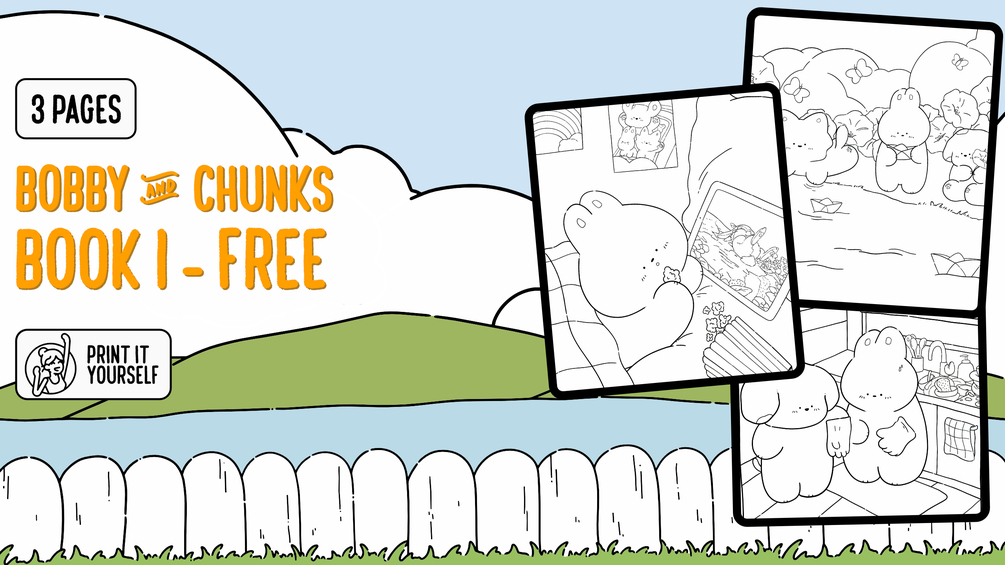 Bobby & Chunks 1 (Free Pages): 3 Coloring Pages Digital Download Print ...