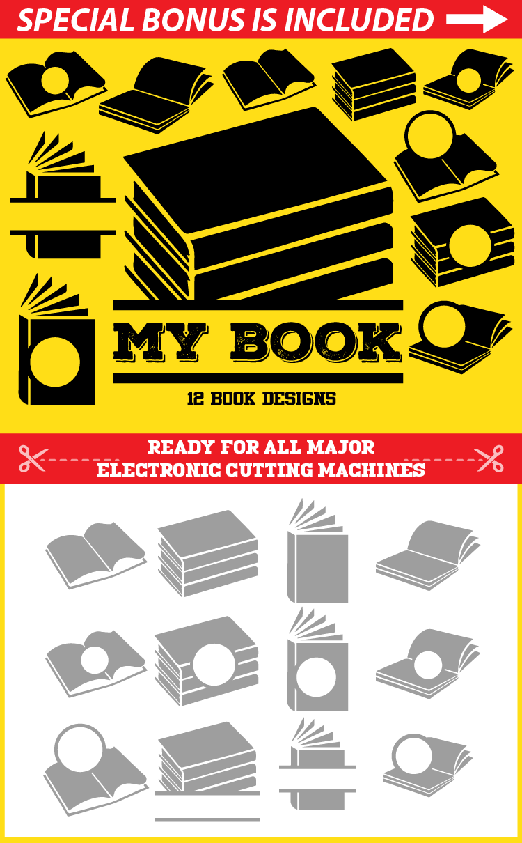 Book Svg Cut Files | 12 Designs + Special GIFTS