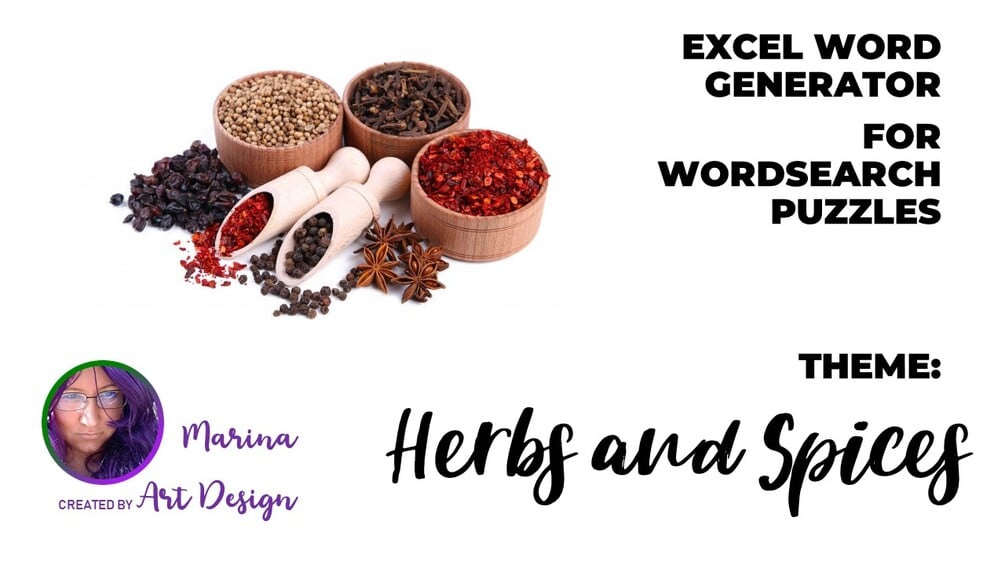 Herbs and Spices - Excel word list generator for Wordsearch puzzle