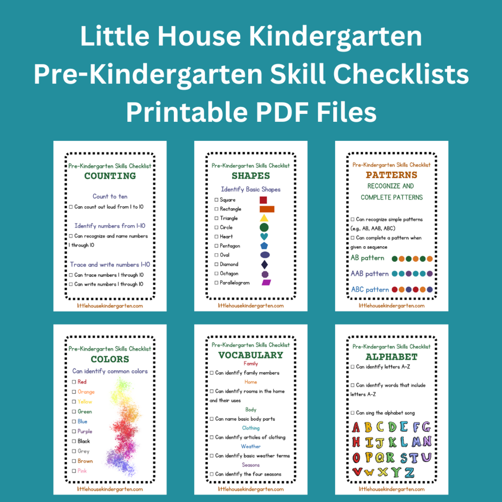 Pre-Kindergarten Homeschool Skills Checklists (Printable PDF)