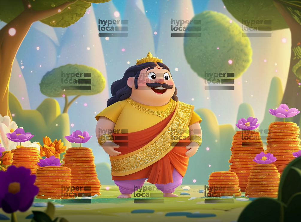 1Vibrant Maveli Mahabali Stock Illustration - Onam Festival Art _qq10